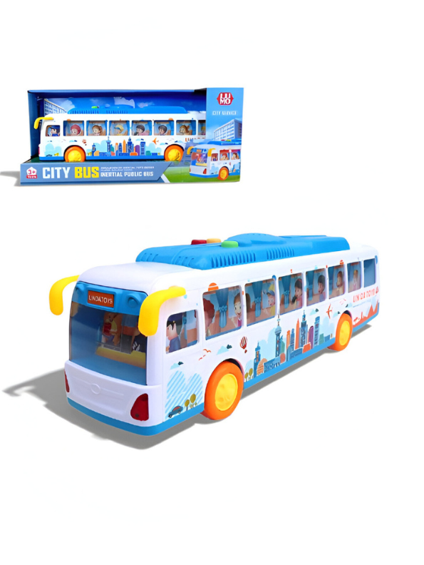 City Inertial Public Bus Toy for Kids – Friction Powered City Transport ...