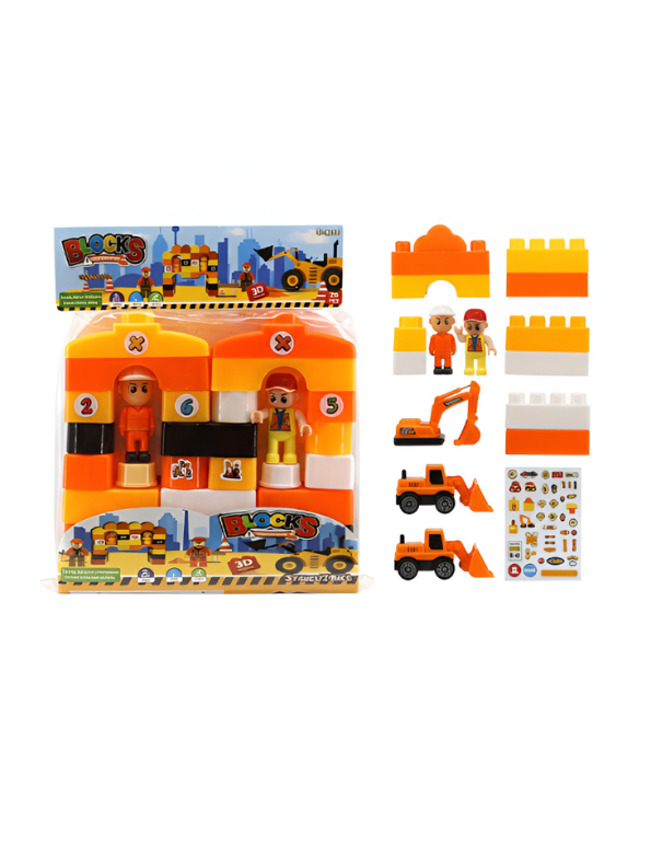 Construction Building Blocks Set for Toddlers – STEM Preschool Playset ...