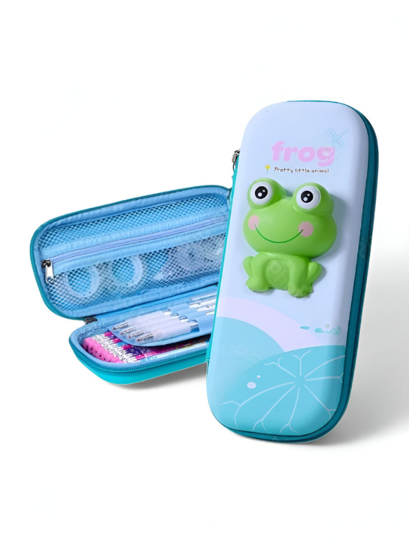 Cute 3D Frog Pencil Case for Kids | Kawaii Hard Shell Stationery Pouch ...