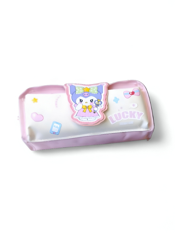 Pink - Cute Cartoon Pencil Pouch with Lucky Charm | Portable Pen Case ...