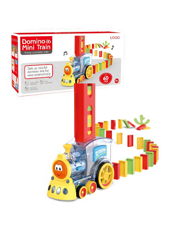 Domino Mini Train Set – Automatic Domino Laying Toy with 60 Colorful ...