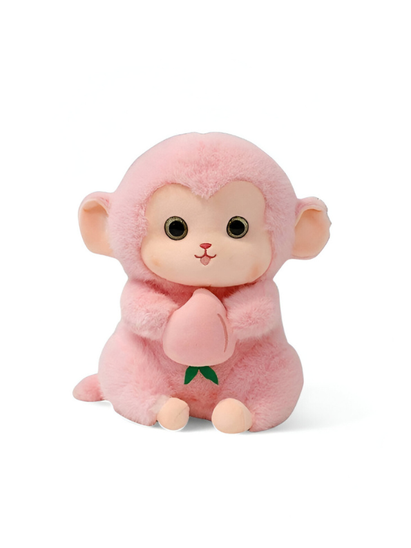 Pink - Cute Plush Monkey Stuffed Animal with Peach - Super Soft Cuddly ...